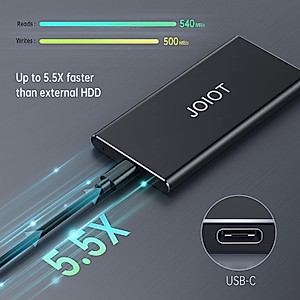JOIOT 500GB External SSD, Compatible with PS4 Xbox one Windows Mac, Up to 500MB/s,USB 3.1 External Solid State Drive, Black