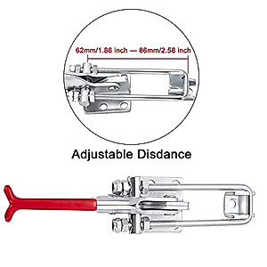 Accessbuy Self-Lock Large Toggle Latch, 2000Lbs Holding Capacity, Adjustable U-Bolt Heavy Duty Toggle Latch Clamp for Machine,Smoker lid,Tire Carrier and More (7.87 inch)