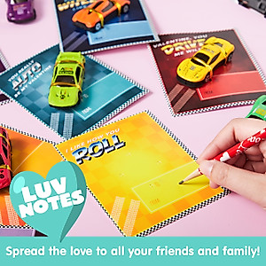 JOYIN 28-Count Valentines Day Gifts Cards, Valentine's Greeting Cards for Kids with Die-Cast Racing Cars Valentine Classroom Exchange Party Favor Toy