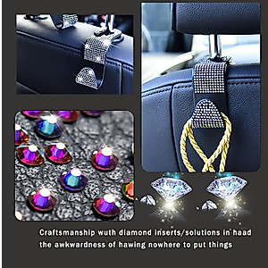 Gseigvee Car Back Seat Headrest Hooks 2 Pack,Car Hook for Purses and Bags, Bling Car Interior Accessories Multi-Color