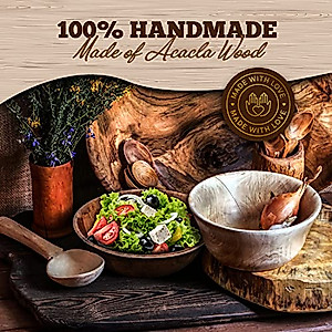 Wooden Salad Bowl, Set 6 Pieces 8, 10 and 12 Inch Wooden Bowls 2 of Each Size Decorative Bowl, Fruit Bowl for Kitchen Counter, Candy Bowl, Salad Bowls, Mixing Serving Bowls, Wooden Bowls for Decor