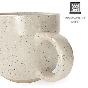 Modern Market Set of 4 Large 16oz Ceramic Coffee Mugs – Stoneware Coffee Mug Tea Cup Set, 5.75" x 4" x 3.75", Beige