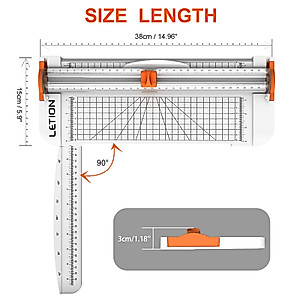 Weenkler Paper Cutter 12 Inch Titanium Paper Trimmer Scrapbooking Tool with Automatic Security Safeguard and Side Ruler for A4, Craft Paper, Label, Photo and Cardstock White