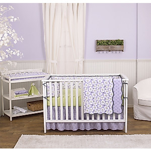 Balboa Baby Lavender Poppy Collection Fitted Crib Sheet - Honeydew