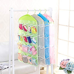 Lobonbo 1pc 16 Pockets Hanging Bag Wall Wardrobe Storage Organizer Socks Underwear Sundries Sorting Storage Bags Bathroom Accessories(Beige)