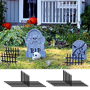 Halloween Tombstone Stakes 6.50 x 3.1 inches Foam Graveyard Stakes 1/6 Inch Diameter Bold T Shape Metal Stakes for Halloween Tombstone Indoor and Yard Outdoor Decorations (12)