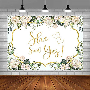 ABLIN 7x5ft She Said Yes Backdrop Pink Floral Bridal Shower Decorations Bachelorette Bride to Be Engagement Party Decorations CQ321 0