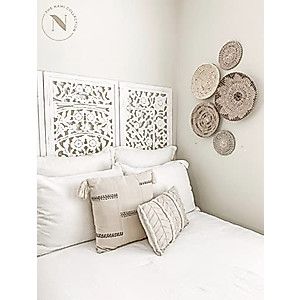 TheNamiCollection Five Seagrass Baskets Set | Hanging, Decorative, Boho Styled Perfect For Trendy, All Natural Home Wall Decor | Handmade, Round, Woven