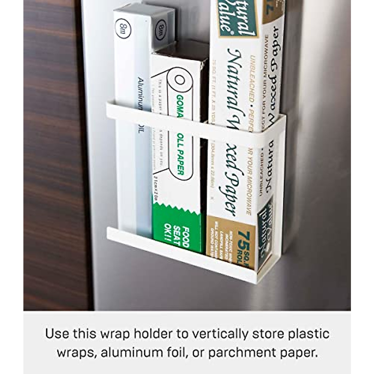 Yamazaki Home Magnet Wrap or Aluminim Foil Holder - Kitchen Storage, Magnetic Organizer - Steel