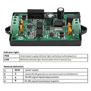 Industrial Grade Photoelectric Isolation RS485 Repeater DC DC Isolated Power Module Amplifier Converter for Attendance Machine, IC Card Charging System