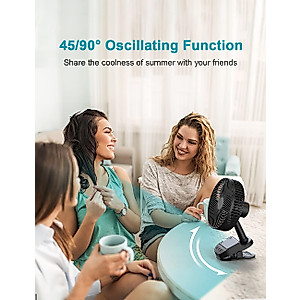xasla 10000mAh Oscillating Battery Operated Fan, 8” Rechargeable Clip on Fan, 4 Speeds, Power Bank Battery, Timer, Clip & Hook for Grow Tent, Treadmill, Golf Cart, Camping, Baby Stroller