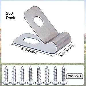 200Pcs Fence Wire Clamps with 200Pcs Screws, Livestock Fencing clips Agricualtural Fencing Stainless Steel Wire Clips for Mounting 12-16 Gauge Welded Wire to Wood, Metal or Vinyl