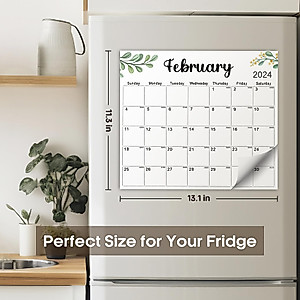 Aesthetic Magnetic Calendar For Refrigerator, Fridge Calendar Runs From January 2024 Until June 2025, 18 Monthly Refrigerator Calendar With Greenery Designs for Easy Organizing - Nature