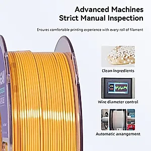 NAGA Shiny Silk PLA Filament, High Gloss Metal 3D Printer Filament, 1kg Spool(2.2lbs), Dimensional Accuracy +/- 0.02 mm, 1.75mm (Silk Gold)