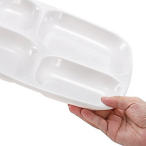 Dicunoy 8 PCS Divided Meal Tray, 10 Inch Melamine Dinner Plates for Adults, Sectional 4 Compartments Portion Control Plate Reusable Serving Platter for Salad, Noodles, Kids, Camping, Picnics