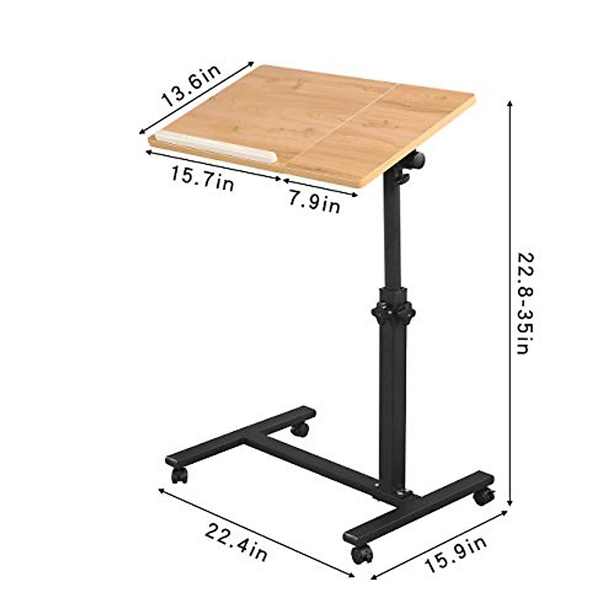 Rolling Laptop Table Lap Desk for Laptop Rolling Cart Tilting Overbed Bedside Table Overbed Desk Overbed Table with Wheels Adjustable Laptop Stand Sofa Side Table