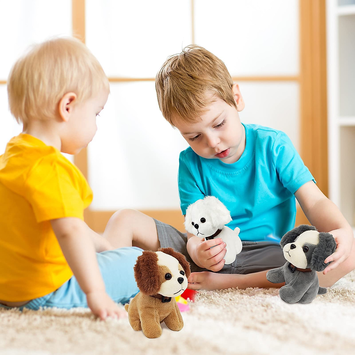 12 Pcs Puppy Stuffed Animal Bulk Small Dog Plush Animals Cute Stuffed Dog Party Favors for Kids Boy Girl Goodie Bag Fillers Carnival Prizes Valentine Birthday Party Gift, 4.7 Inch (Lovely Style)