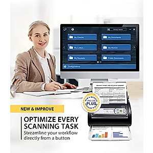 Plustek PSD300 Plus Document Scanner with ADF, Directly scan to Cloud, SharePoint, Office 365 and Built-in Barcode Recognition Function