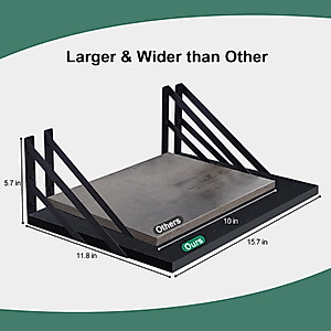 Tectocker-DOU 2 Pc Deep Floating Shelves ; 12 Inch Deep Wall Mounted Hanging Shelves for Living Room, Kitchen, Office, Bathroom and Bedroom Decor; Storage and Display Shelf Set (Black)