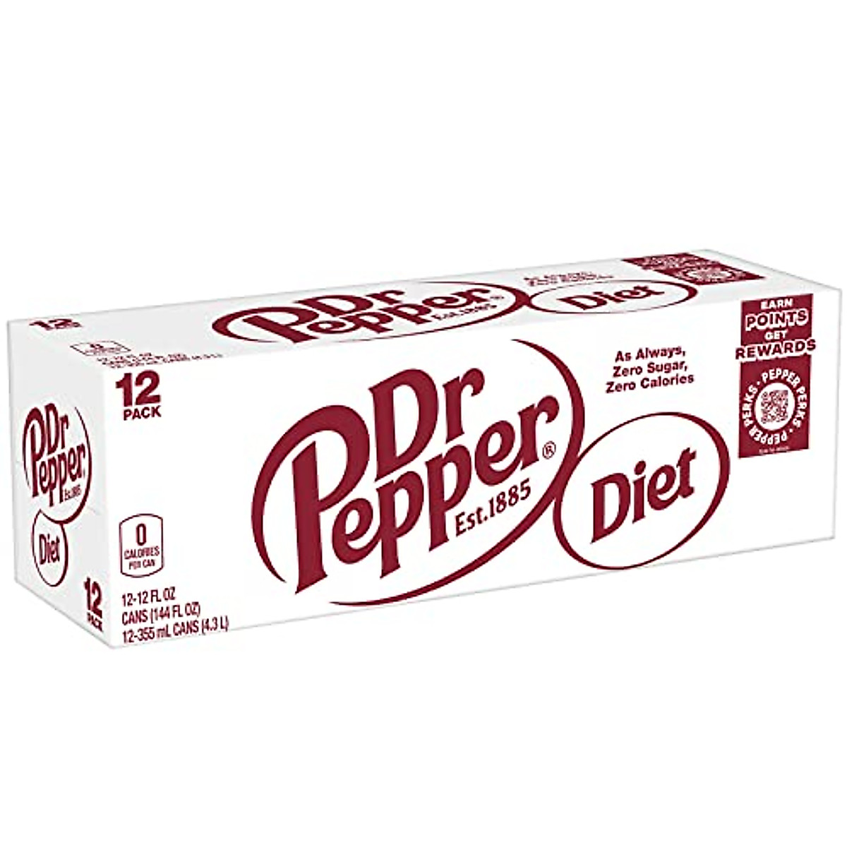 Diet Dr Pepper Soda, 12 fl oz cans, 12 pack