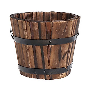 Retro Round Wooden Flower Pots Barrel Home Garden Office Balcony Bonsai Desktop Outdoor Decoration Planter