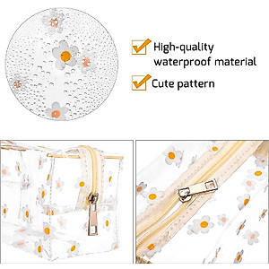 NADUSEP Cute Flower Makeup Bags, Portable Zippered Daisy Cosmetic Bag 2PCS Pouches Toiletry Bags for Women Travel Vacation Bathroom Organizing