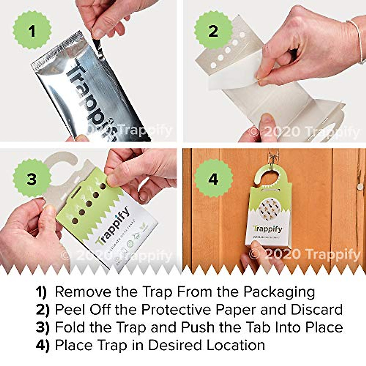 Trappify Sticky Gnat Traps, Window Fly Traps & Moth Traps for Outdoor & Indoor Home Pest Control - Fly, Gnats, Moths and Other Flying Insects Disposable Trap with Extra Sticky Adhesive - 20 Traps