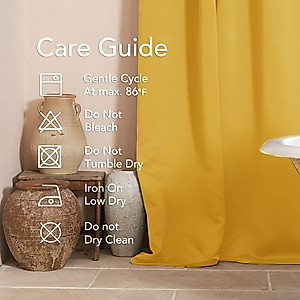 Deconovo Yellow Curtains for Living Room, Blackout Drapes, Soundproof Window Curtain Panels, Grommet Top (Mellow Yellow, 52x84 Inch, Set of 2)