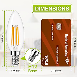GOLSPARK Candelabra LED Bulbs Filament Dimmable Vintage Edison Light Bulb Chandelier,Warm White 3000K,40 Watt Equivalent,400 Lumen,E12 Base,6 Pack