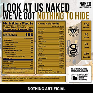 Naked Shake – Peanut Butter Blueberry Protein Powder, Plant Based Protein from US & Canadian Farms with MCT Oil, Gluten-Free, Soy-Free, No GMOs or Artificial Sweeteners – 2.2 Pounds