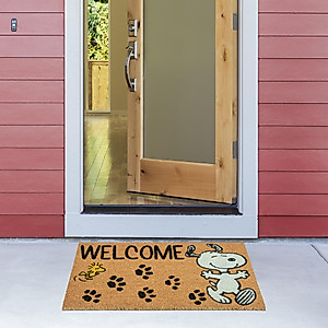 Gertmenian Peanuts Coir Mat (2-Pack) Welcome Mats for Front Door, Home Entrance, Garage, and Back Door, Home Decor, 20" x 34" Each, Peanuts Snoopy Welcome 80022
