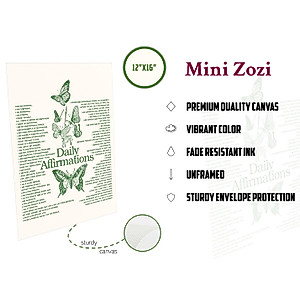 MINI ZOZI 12X16 Sage Green Y2K Butterfly Wall Art Canvas - Retro Indie Bedroom Decor