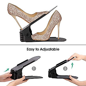 Neprock Shoe Slots Organizer, Adjustable Shoe Stacker Space Saver, Double Deck Shoe Rack Holder for Closet Organization (20-Pack)(Black)