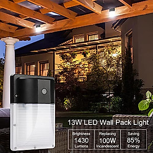 kadision LED Mini Wall Pack 13W, 5000K 1430lm (100W Incandescent Equiv.), Dusk to Dawn Outdoor Lighting Fixture, IP65 Waterproof ETL Listed, 2-Pack