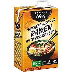 Simply Asia Japanese Inspired Ramen Soy Ginger Chicken Broth, 26 fl oz (Pack of 6)