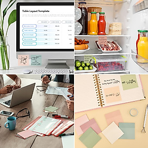 EOOUT 300 Sheets Pastel Transparent Sticky Notes, 6 Pads, 3x3 Inch, 6 Colors Clear Self-Sticky Notes, Translucent Adhesive Sticky Notes, for Bible Tabs, Book Tabs, School Supplies for College, Office