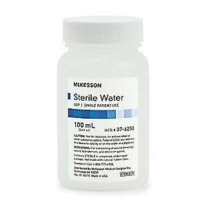 McKesson Steril Water 100 mL 48 Bottles of Irrigation Solution for Wound Debridement Bottles of Sterуle Irrigation Water Not for Injection DO NOT Ship to California
