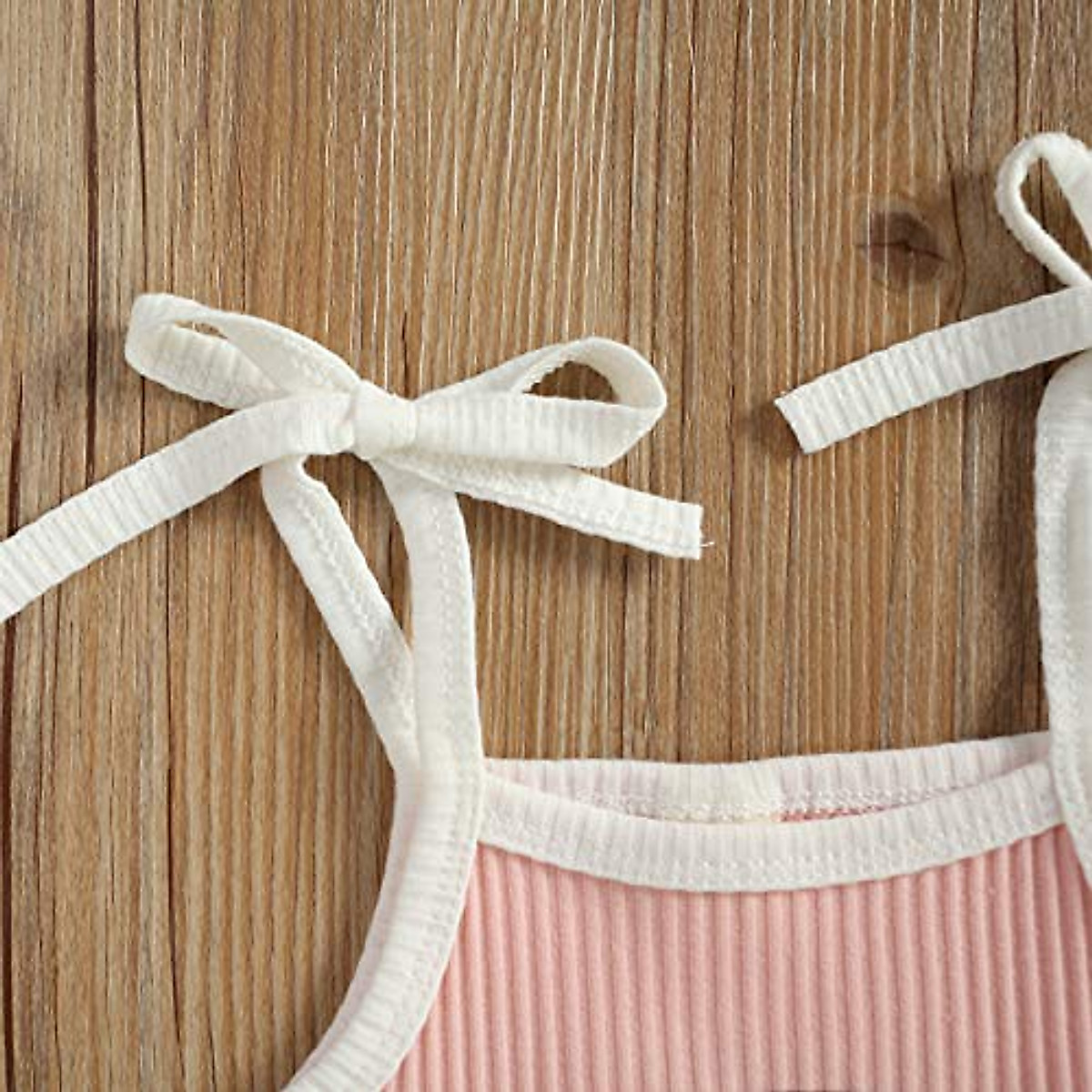 DuAnyozu Toddler Baby Girl Sleeveless Halter Jumpsuit Ribbed Romper Shorts Playsuit Rainbow Outfit Cute Summer Clothes (2-3T, A Pink)