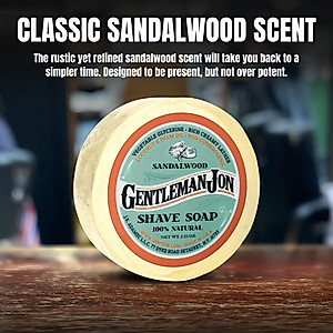 Gentleman Jon Sandalwood Shave Soap; Glycerine 2.25oz