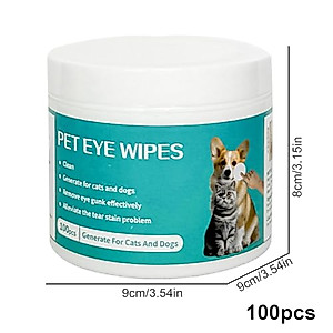 Tear Stain Wipes, Eye Cleaner Pads, 100 Count Dog Eye Cleaner Tear Stain Remover, Eye Cleaning Wipes, Convenient Cleaning Pads, Eye Cleaning Wipes, Grooming Kit, Tear Stain Pads for Pets,