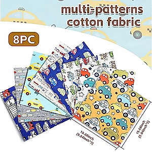 8PCS Cotton Quilting Fabric Bundles 100% Cotton Fat Quarters 20”x20”-Medium Weight- for DIY Crafts,Quilting, Sewing Project, Patchwork (Blue)