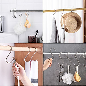 DAJAVE 100 Pack S Hooks for Hanging, 2.5 Inch Heavy Duty S Hook with Plastic Caps, Stainless Steel Small S Hanging Hangers Hooks for Hanging Kitchen Pans, Pots, Cups, Clothes, Bags