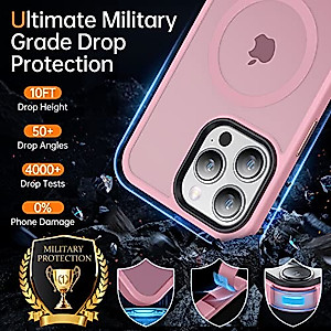 Maozis Strong Magnetic Designed for iPhone 13 Pro Max Case [Compatible with Magsafe][Military Grade Drop Protection] Protective Shockproof Translucent Matte Slim Phone Case for iPhone 13 Pro Max, Pink
