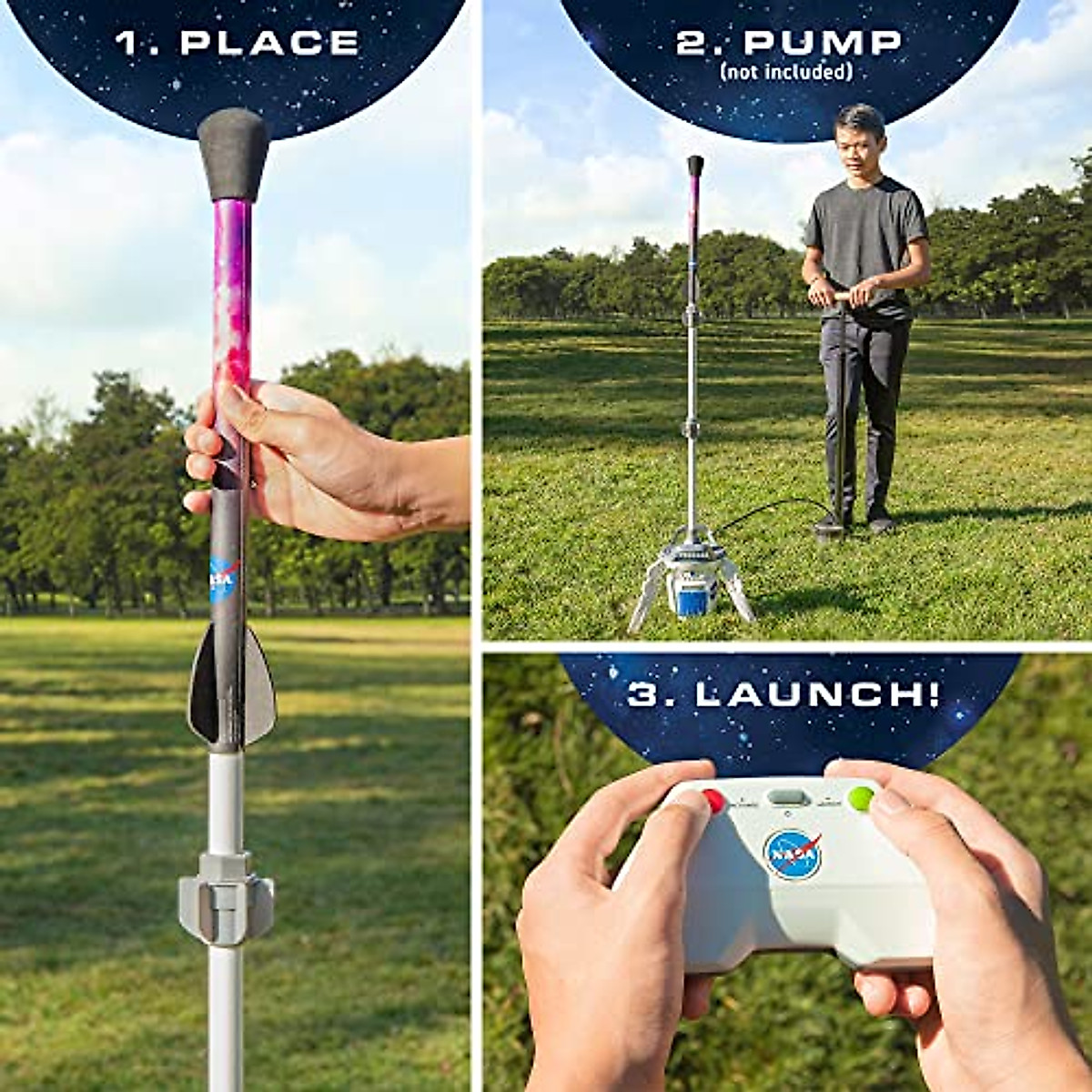 NASA Air Rocket Launcher Kit - Launch Model Rockets Up to 250 Feet with Compressed Air, Pump It Up & Launch Your Rocket, A Safe, Innovative & Fun Outdoor Activity for Kids & Adults