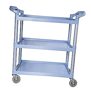 MTYLX Trolley,Cart,Household Multi-Layer Trolleys,Cart Restaurant Warehouse 3 Layers Plus Thick with Pulley Aluminum Tube Support Easy to Assemble, 2 Sizes,Blue,86X42X91Cm