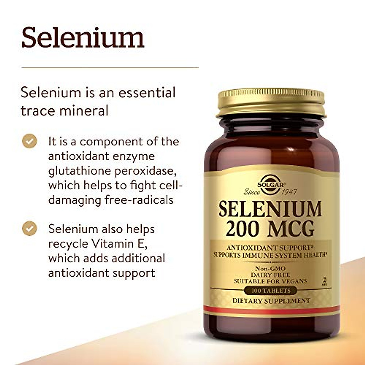 Solgar - Selenium 200 mcg Tablets 100 Count