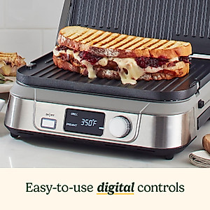 Cuisinart GR-5BP1 Electric Griddler FIVE, Enjoy 5-in-1 Functions, LCD Display, Wide Temperature Range and Sear Function, Stainless Steel
