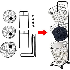 Removable 3 Tier Metal Rolling Laundry Basket Cart,Large Capacity Wire Basket Laundry Hamper with Wheels, Laundry Butler for Bathroom Bedroom Laundry Room