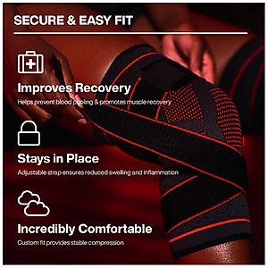UFlex Athletics Knee Compression Brace for Men and Women - Non Slip Sleeve with Straps for Pain Relief, Meniscus Tear, Sports Safety in Basketball, Tennis - Single Wrap, Small
