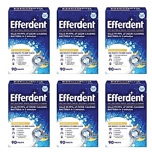 Efferdent PM Overnight Anti-Bacterial Denture Cleanser Tablets 90 ct. (Pack of 6)